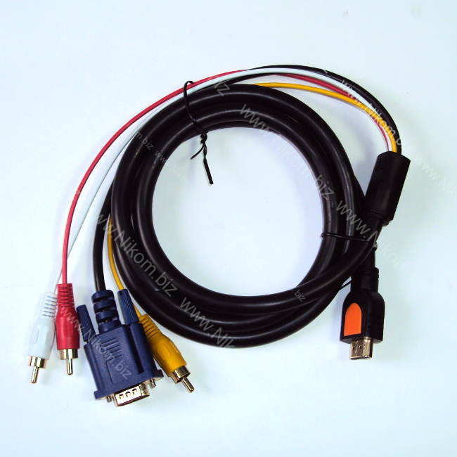 Кабель HDMI (ТАТО)-VGA (ТАТО)*3RCA (ТАТО), 1.5 m